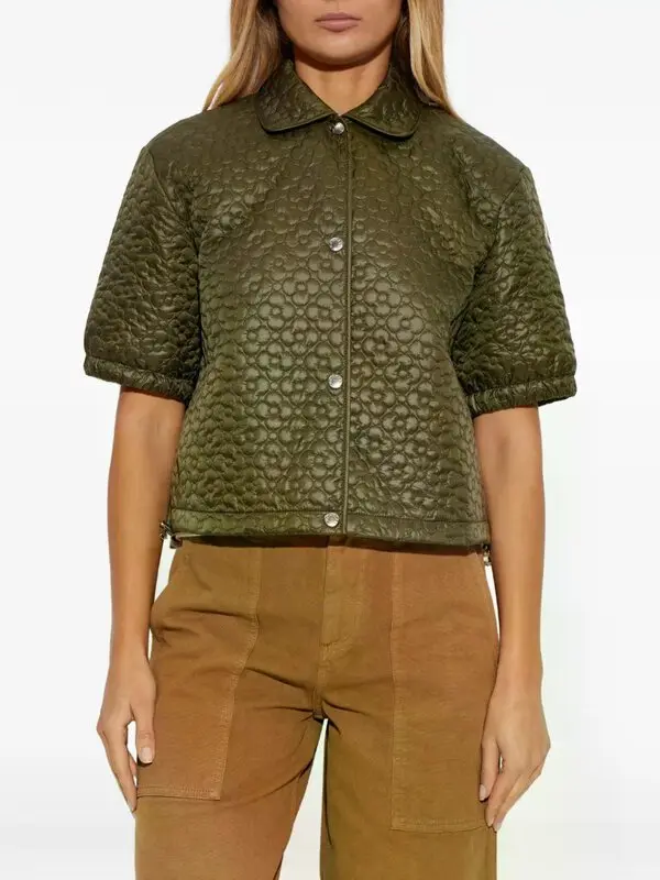 Moncler Flower Quilted Short-sleeve Top - Green