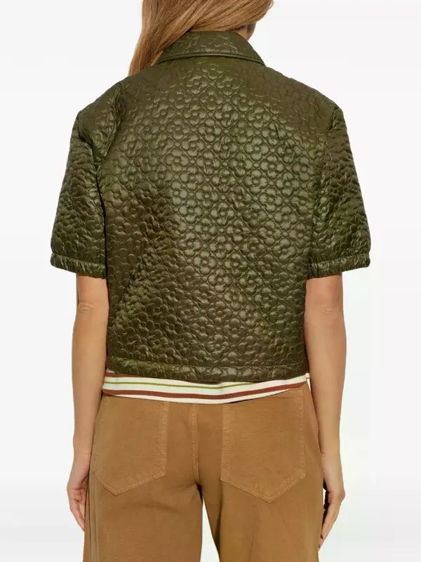 Moncler Flower Quilted Short-sleeve Top - Green
