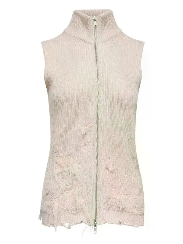 MAISON MARGIELA Knitted Zip-up Vest - Pink