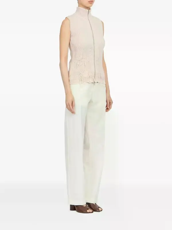 MAISON MARGIELA Knitted Zip-up Vest - Pink