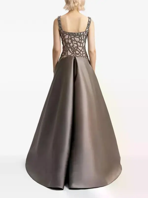 GEMY MAALOUF Bateau-collar Beaded Gown