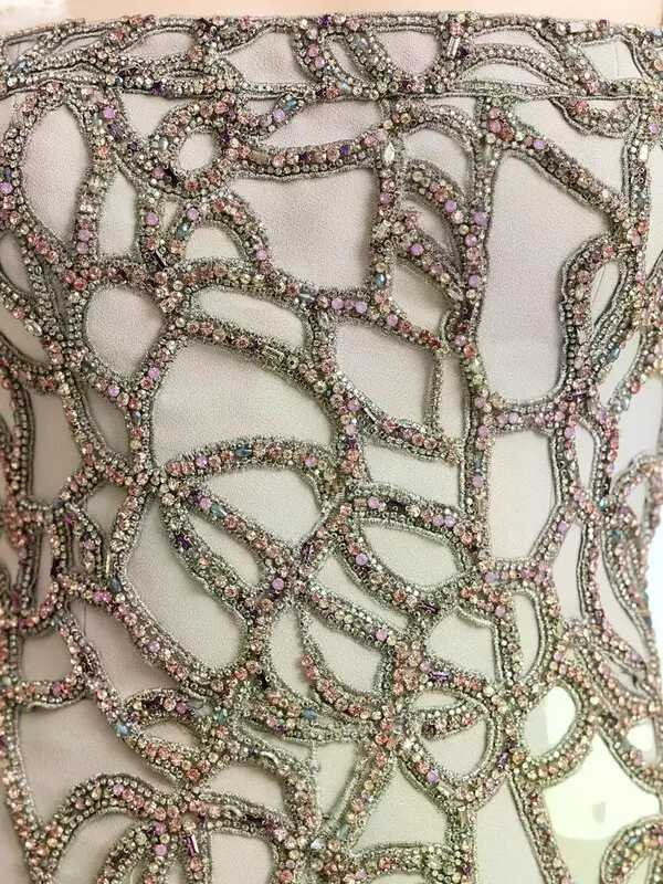 GEMY MAALOUF Bateau-collar Beaded Gown
