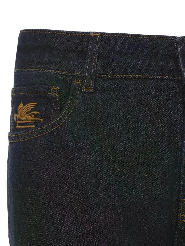 Etro Logo-embroidered Five-pocket Jeans