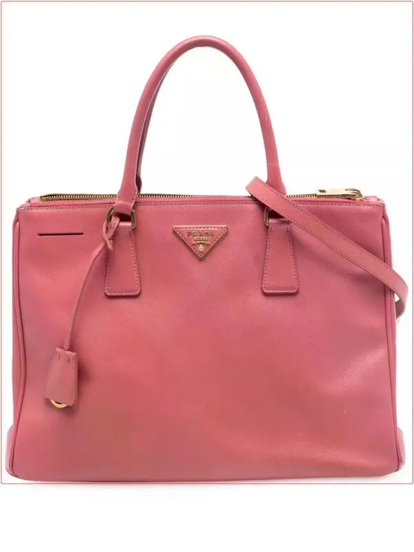 Prada 2013-2025 Medium Saffiano Lux Galleria Double Zip Satchel - Pink