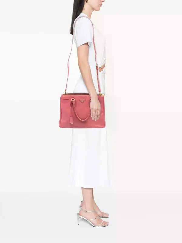 Prada 2013-2025 Medium Saffiano Lux Galleria Double Zip Satchel - Pink