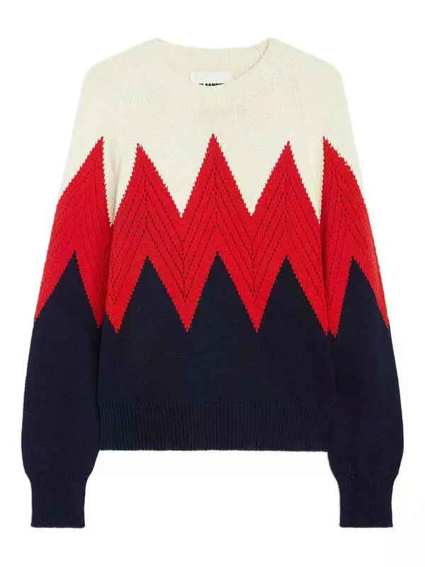 JIL SANDER Pointelle-detail Sweater - Blue