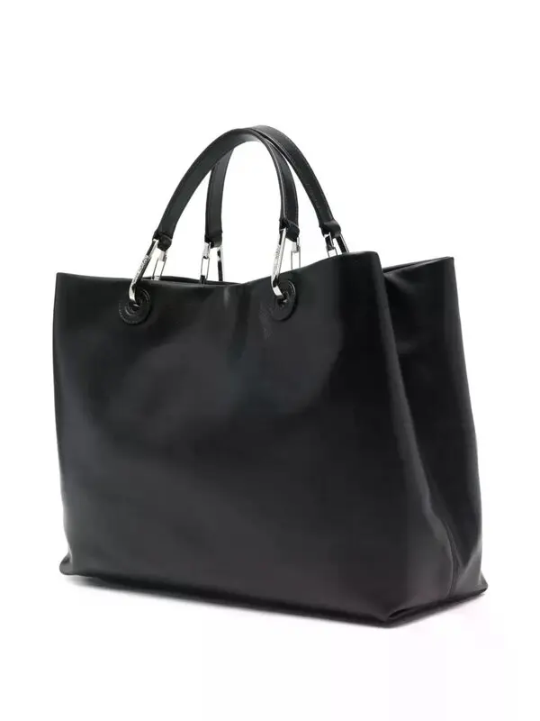 Emporio Armani Logo Appliqué Tote Bag - Black