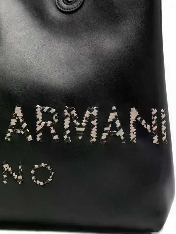 Emporio Armani Logo Appliqué Tote Bag - Black