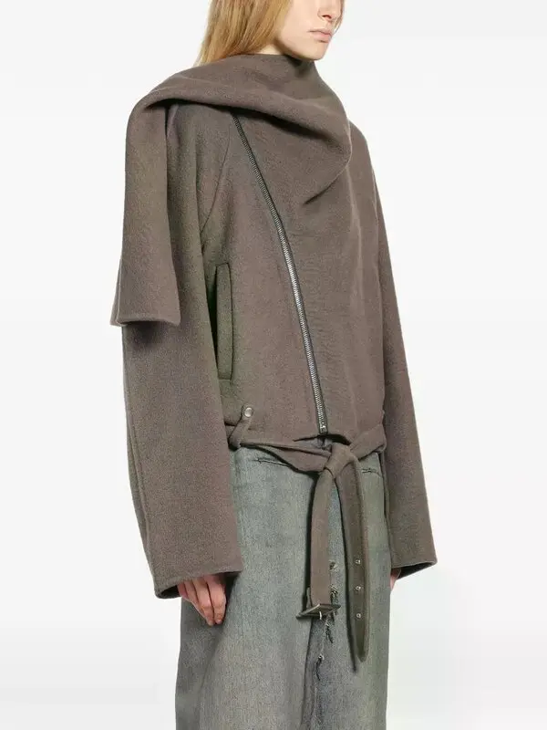 Rick Owens Scarf-detail Jacket - Brown