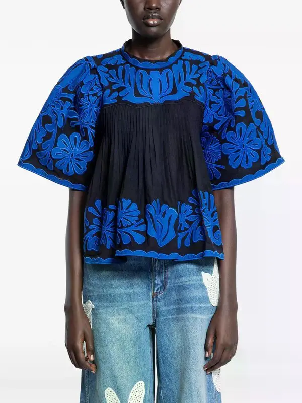 Sea Floral Pleated Top