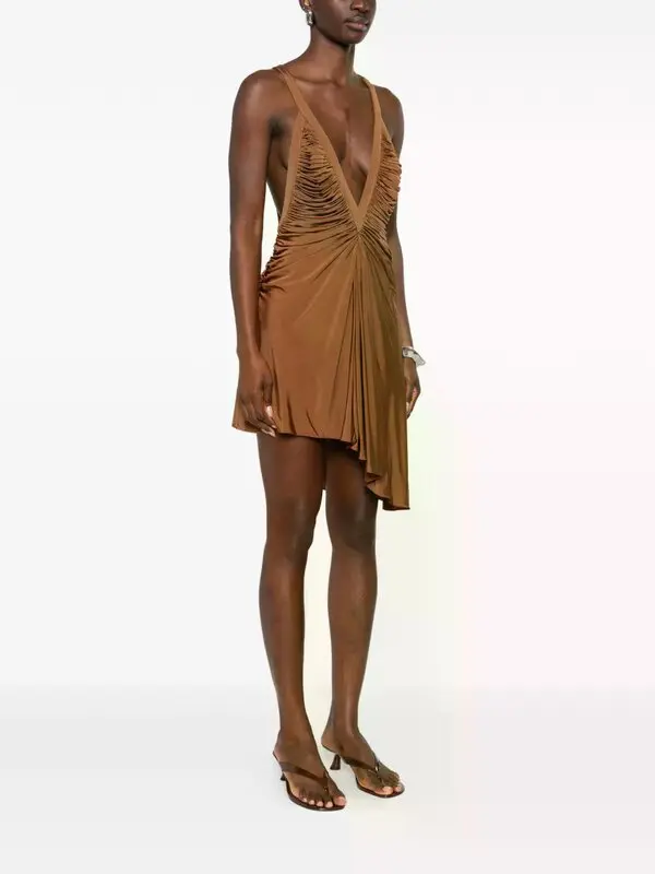 Christopher Esber Ruched V-neck Mini Dress