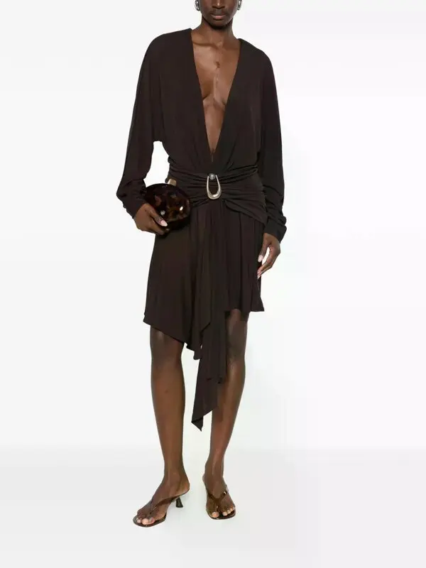 Christopher Esber Stone-detail Draped Mini Dress - Brown
