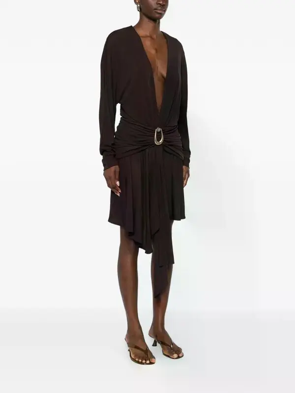 Christopher Esber Stone-detail Draped Mini Dress - Brown