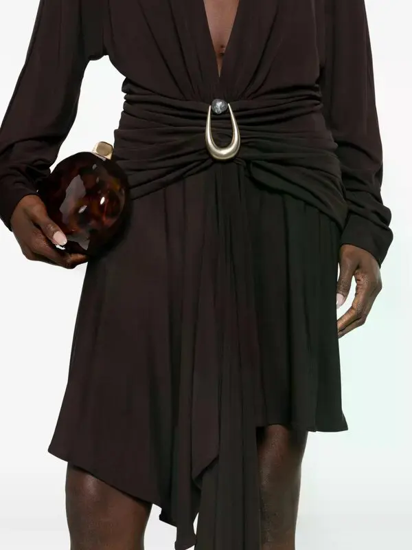 Christopher Esber Stone-detail Draped Mini Dress - Brown