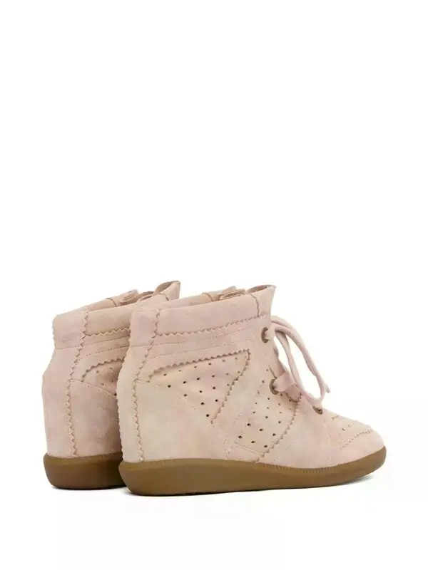 Isabel Marant Étoile Bobby Scalloped Suede Wedge Sneakers - Pink