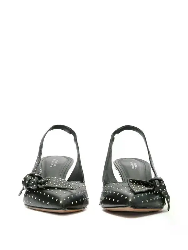 Isabel Marant Étoile Palmo Leather Pumps With Studded Bow Detail - Black