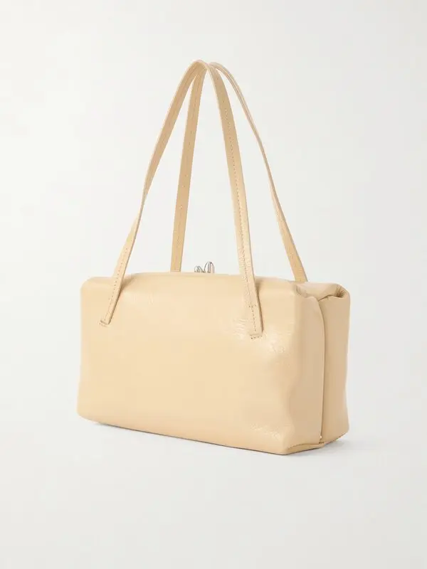 JIL SANDER Goji Small Crinkled-leather Shoulder Bag - Neutrals