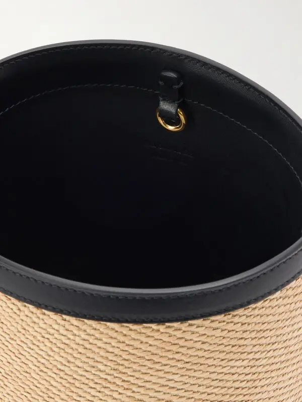 JIL SANDER Leather-trimmed Raffia Bucket Bag
