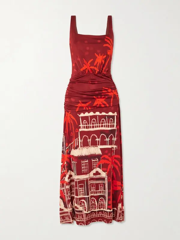 Johanna Ortiz Plant Of Joy Draped Printed Maxi Dress - Red