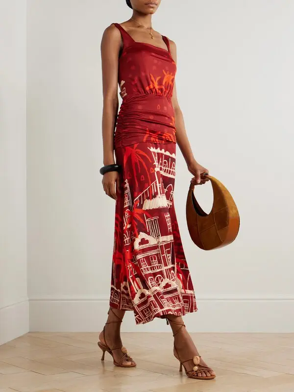 Johanna Ortiz Plant Of Joy Draped Printed Maxi Dress - Red