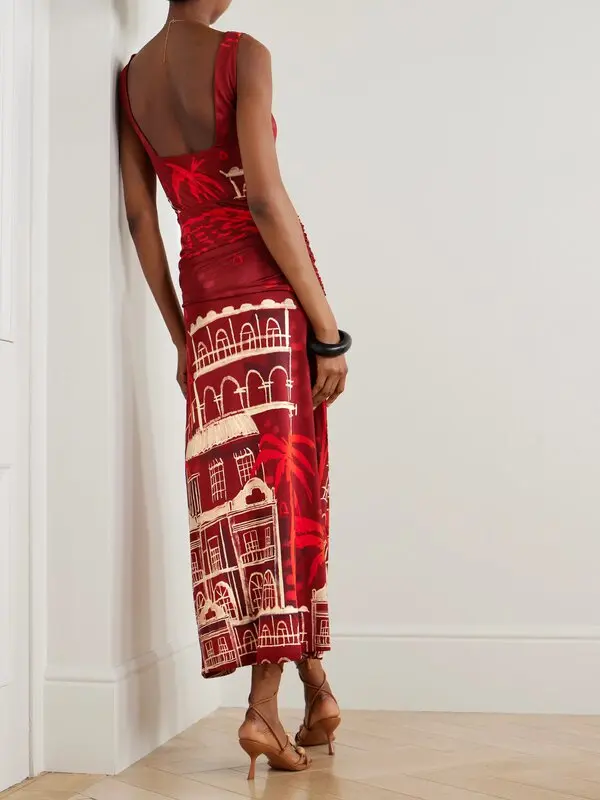 Johanna Ortiz Plant Of Joy Draped Printed Maxi Dress - Red