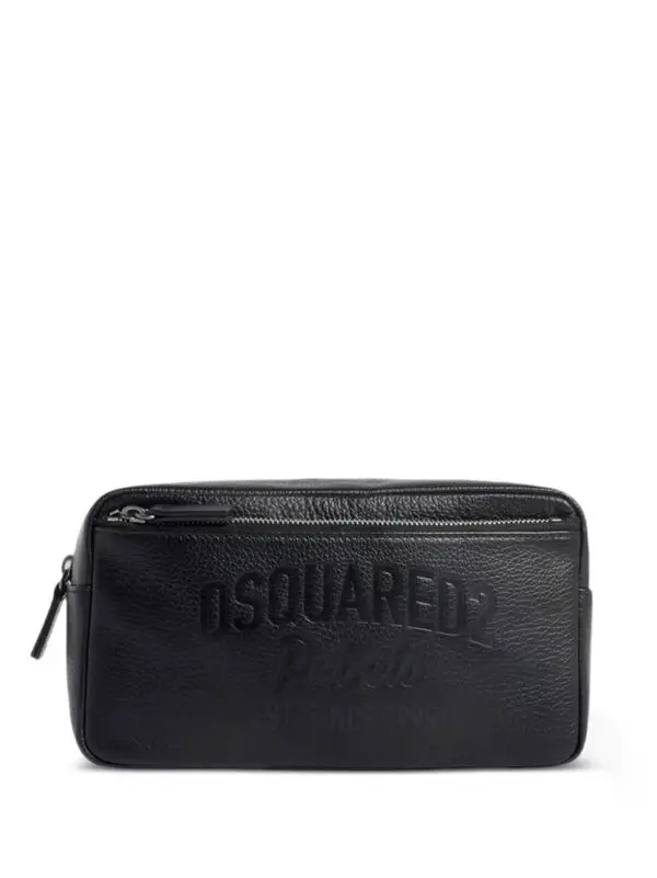 Dsquared2 Grained Leather Wash Bag - Black