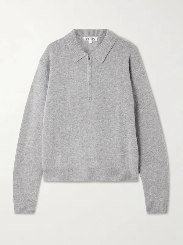Eterne Blaise Cashmere Half-zip Sweater - Gray