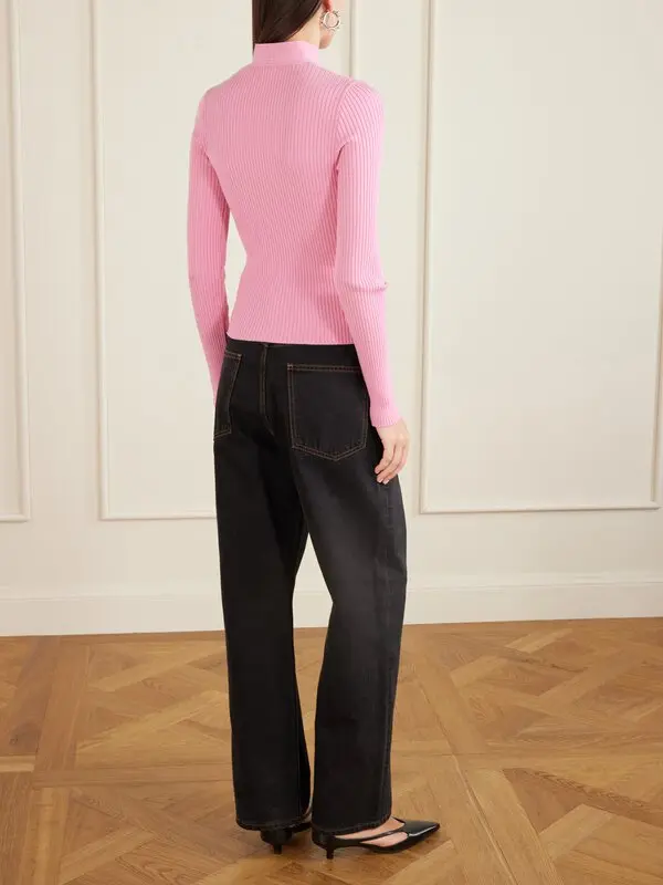 COURREGES Buckled Ribbed-knit Top