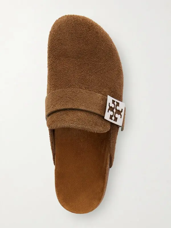 Tory Burch Mellow Embellished Suede Clogs - Brown