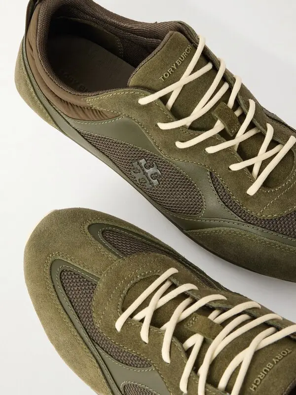 Tory Burch Field Shell-trimmed Sneakers - Green