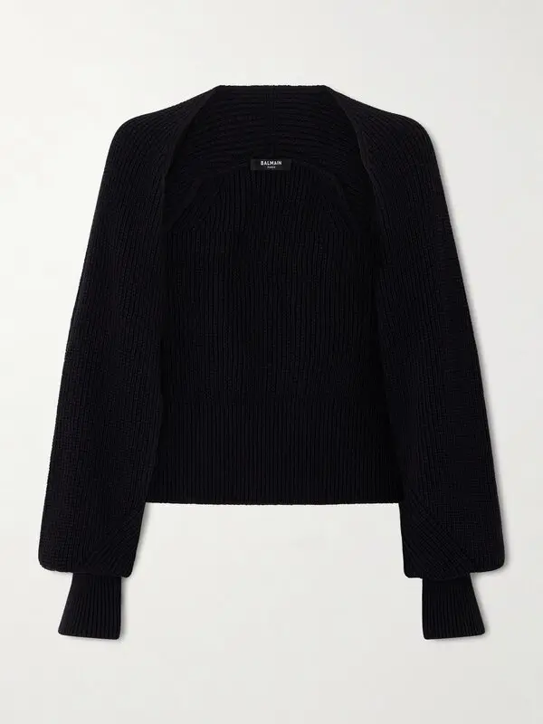 Balmain Ribbed-knit Cardigan