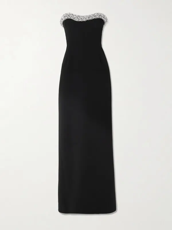 Simkhai Riona Strapless Embellished Crepe Gown - Black