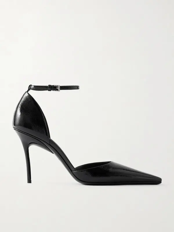 Alaïa D'orsay 90 Glossed Textured-leather Pumps - Black