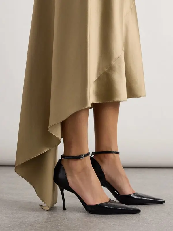 Alaïa D'orsay 90 Glossed Textured-leather Pumps - Black