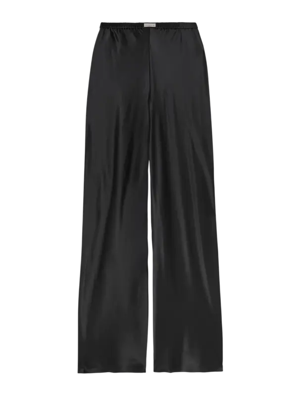 Comme Si Bias Appliqué Silk Straight-leg Pants - Black