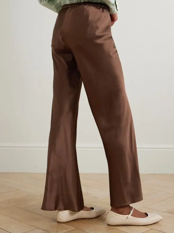 Comme Si Silk Charmeuse Straight-leg Pants - Brown