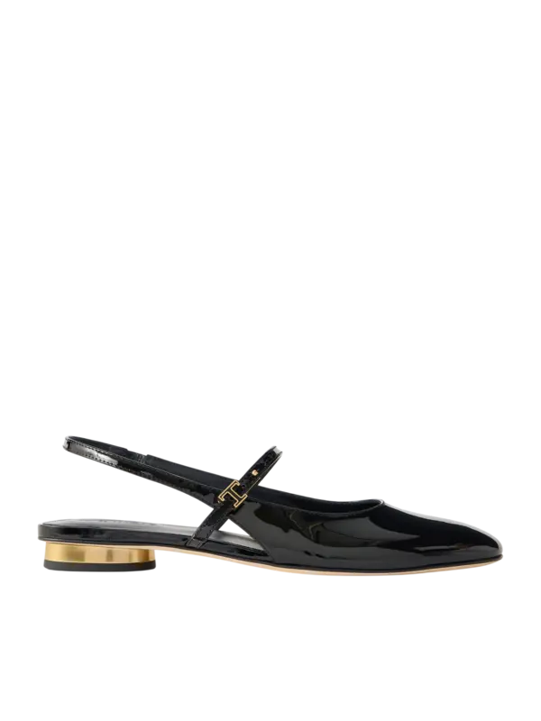 TOD'S Patent-leather Mary Jane Slingback Flats - Black