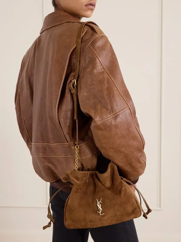 Saint Laurent Jamie Quilted Suede Shoulder Bag - Brown