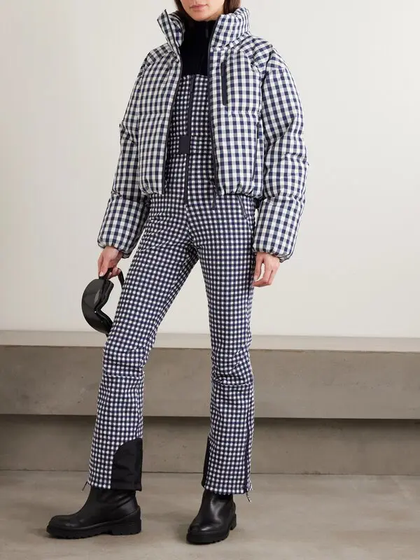 Cordova Cortina Cropped Gingham Quilted Down Ski Jacket - Blue