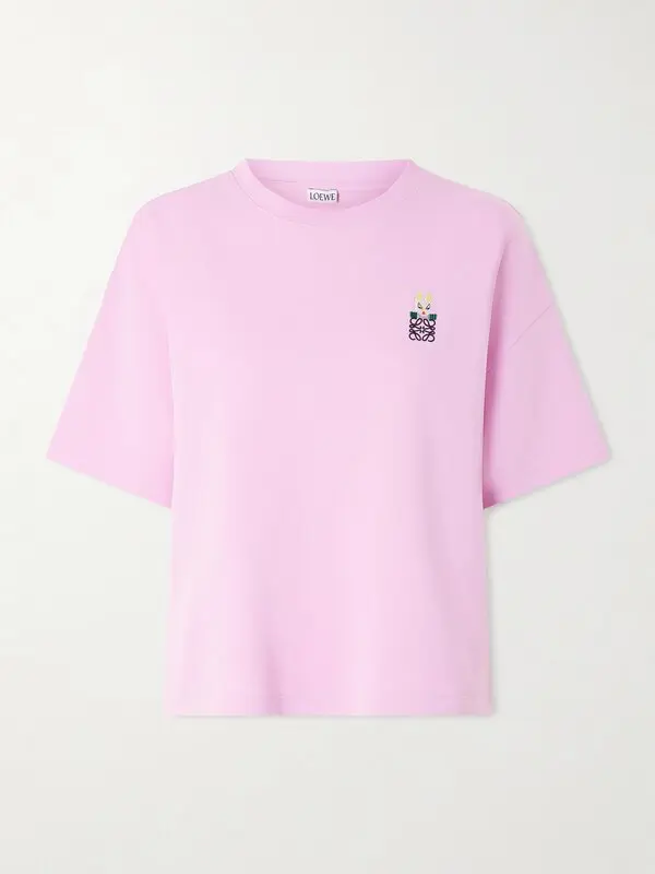 Loewe Louis Wain Embroidered Cotton-blend Jersey T-shirt - Pink