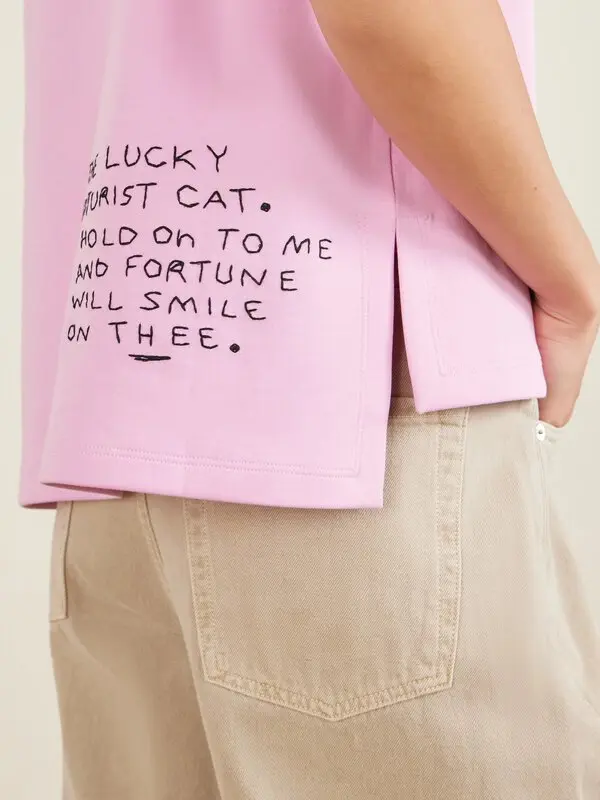 Loewe Louis Wain Embroidered Cotton-blend Jersey T-shirt - Pink