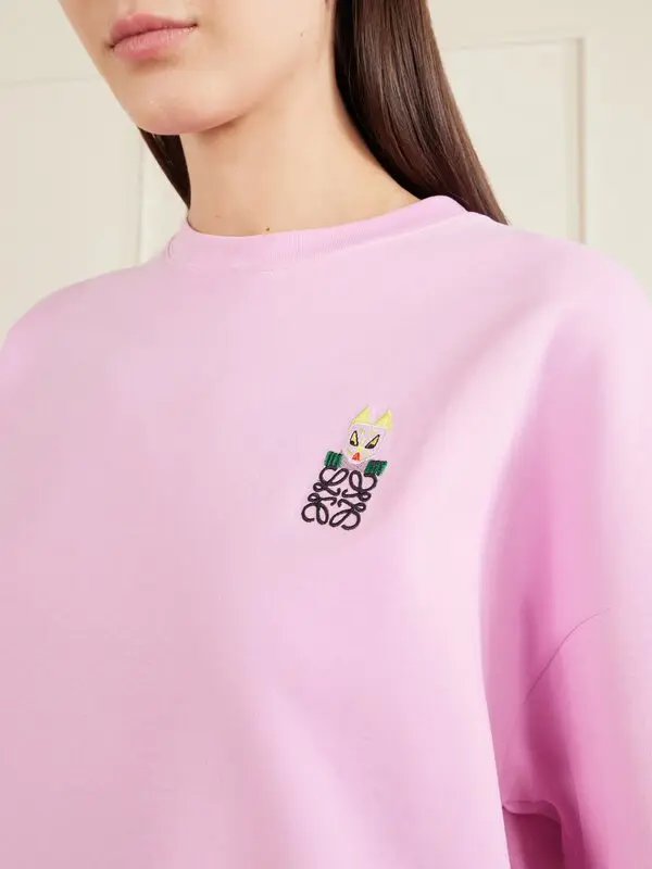 Loewe Louis Wain Embroidered Cotton-blend Jersey T-shirt - Pink
