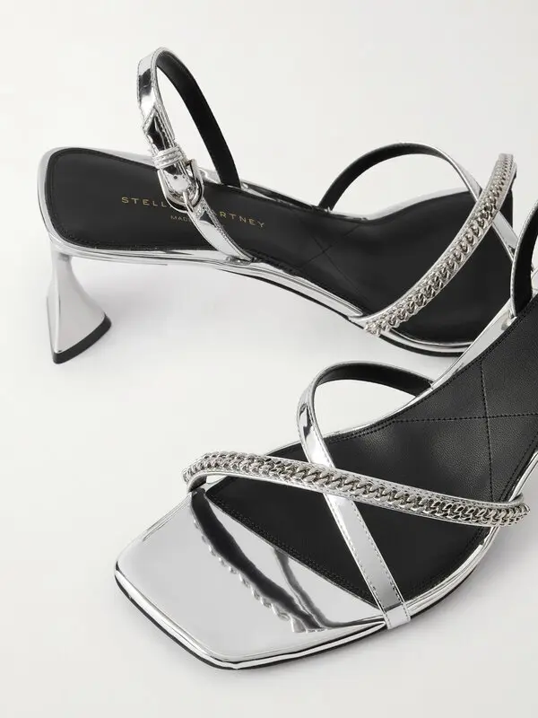 Stella McCartney Elsa Embellished Mirrored Slingback Sandals