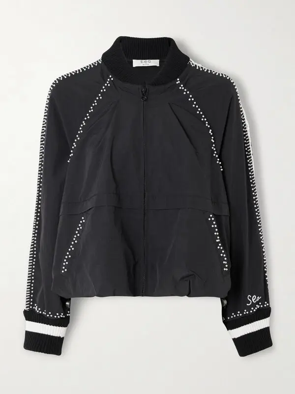 Sea Alberta Cropped Embellished Track Jacket