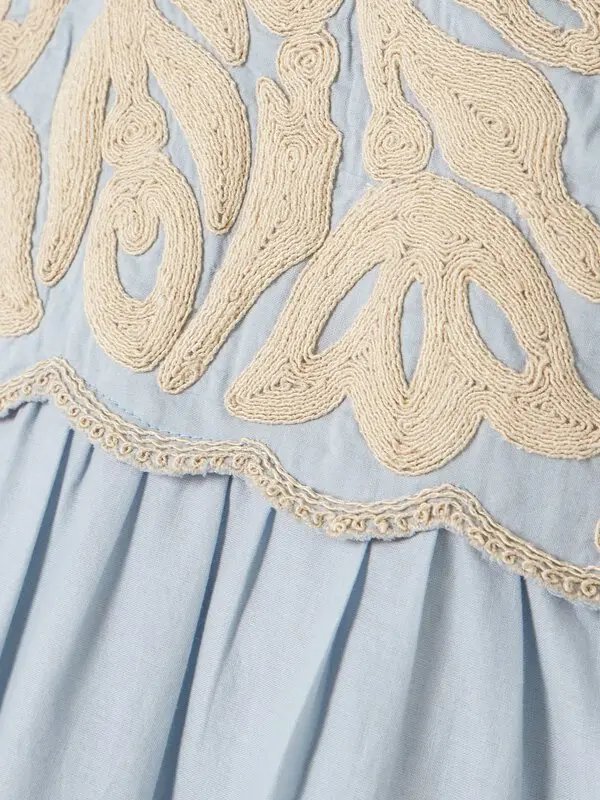 Sea Alexandra Scalloped Embroidered Cotton Midi Dress