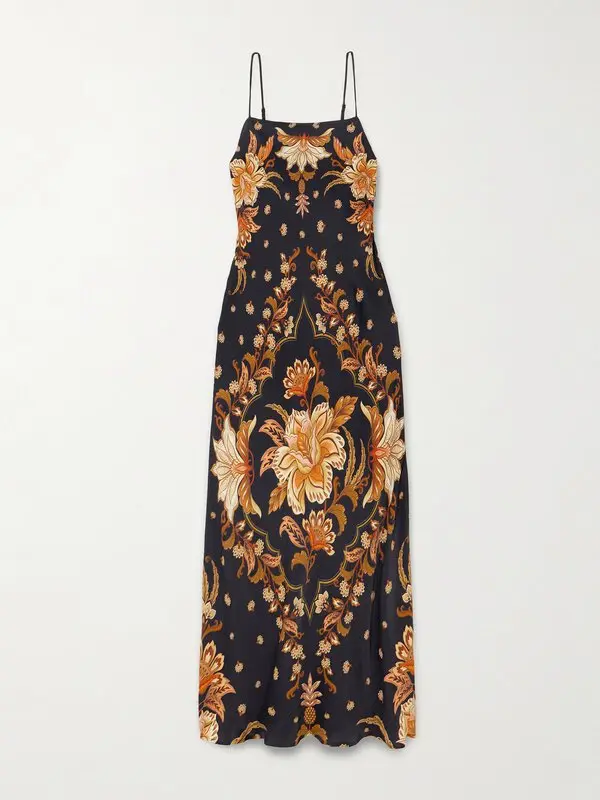 slim fit dress slacks Veronica Beard Lupita Paisley Maxi Dress | Black Multi main image 1