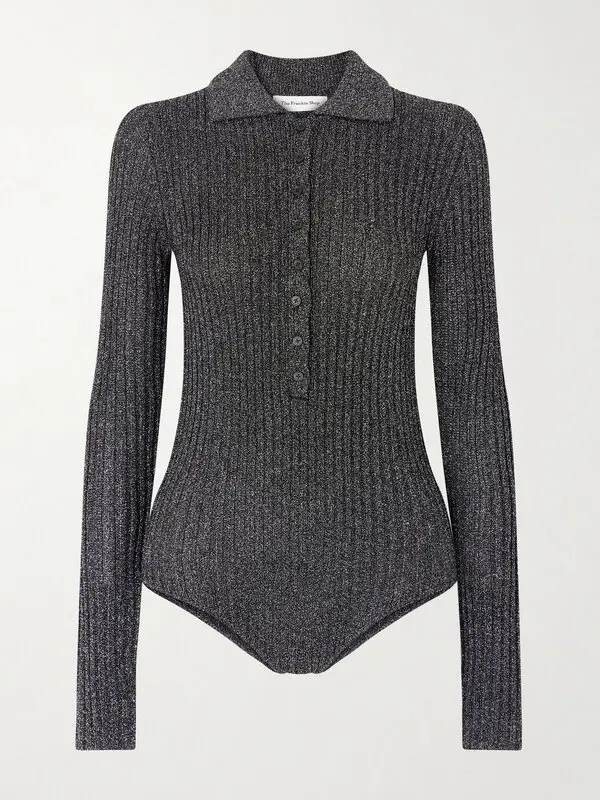 THE FRANKIE SHOP Solana Ribbed-knit Bodysuit - Metallic