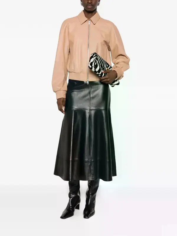 DESA 1972 Zipped Leather Jacket - Neutrals