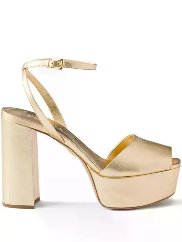 Prada Mordoré Leather Platform Sandals