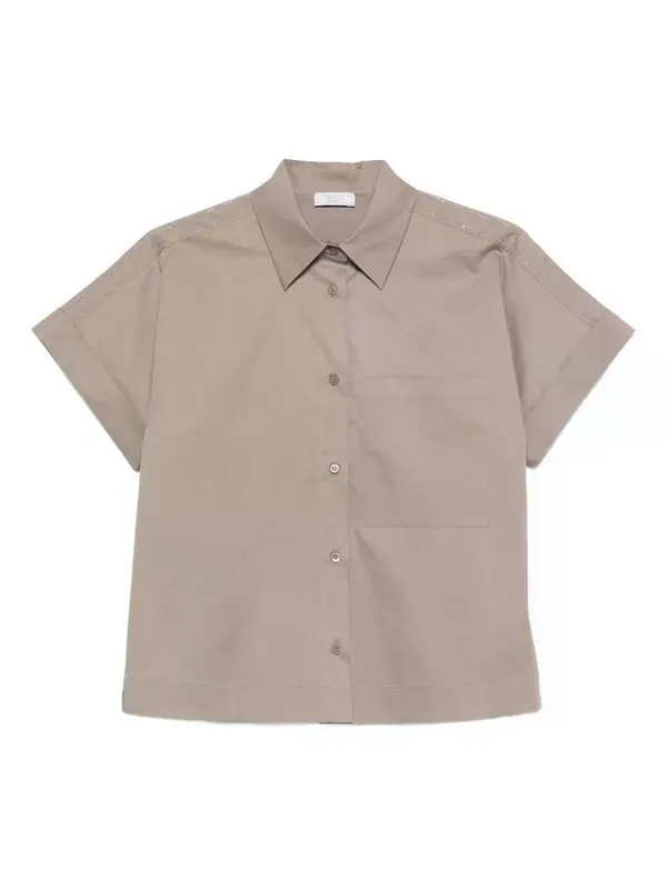 Peserico Pocket Embellished Shirt - Neutrals